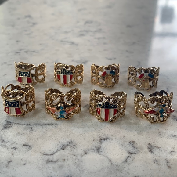 Vintage | Jewelry | Vintage Patriotic Adjustable Rings | Poshmark